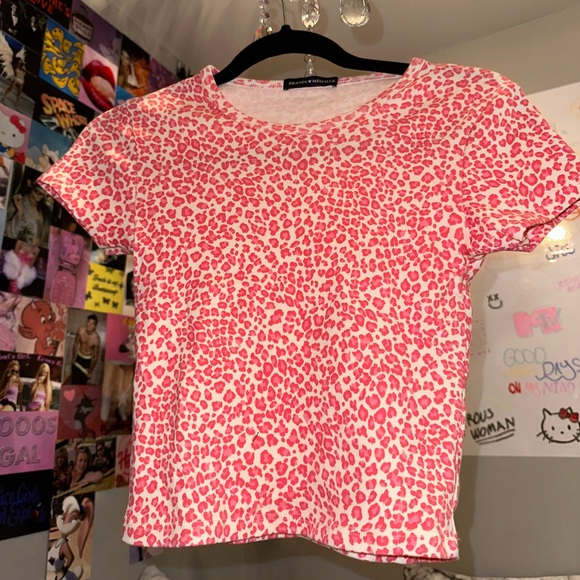 Tops | Super Cute Y2k Brandy Melville Pink Cheetah Top | Poshmark